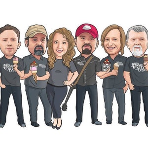 8 People Group Caricature, Drawing From Photo : Perfect Gift for ...
