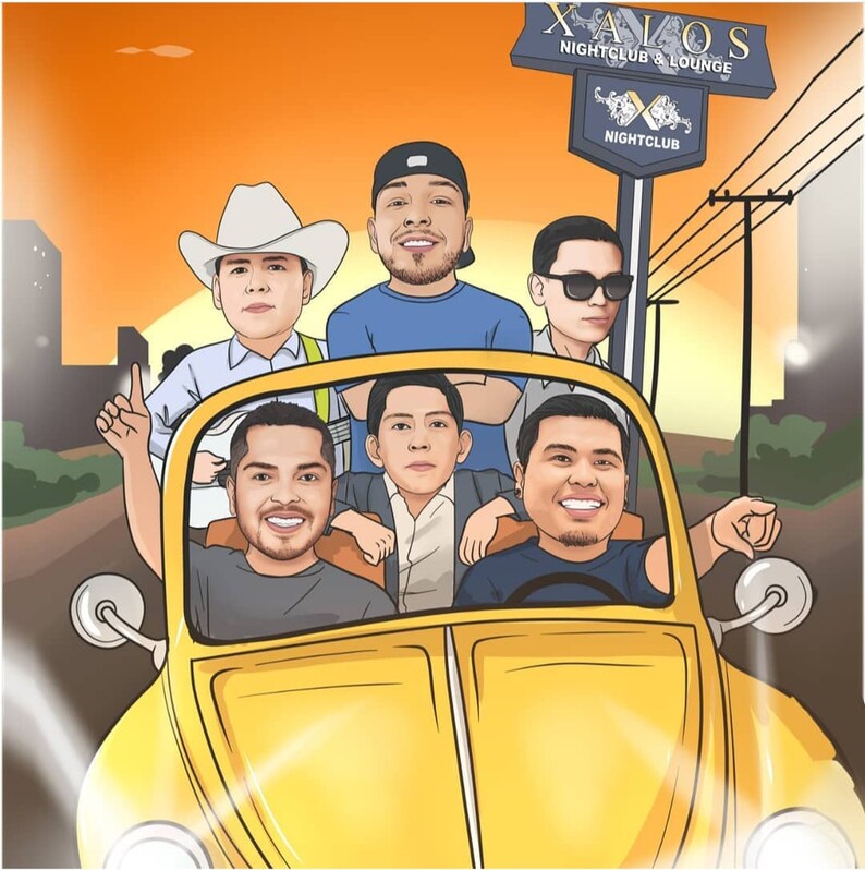 8 People Group Caricature Drawing From Photo : Perfect Gift - Etsy