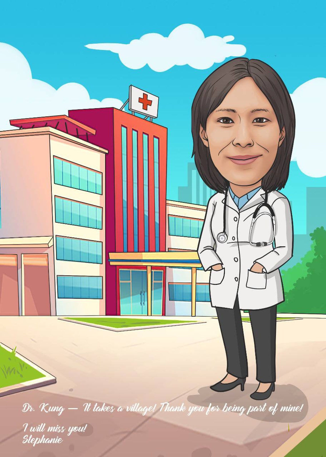 Drawing Doctor Cartoon Portrait, Caricature Drawing : Graduation Gift ...