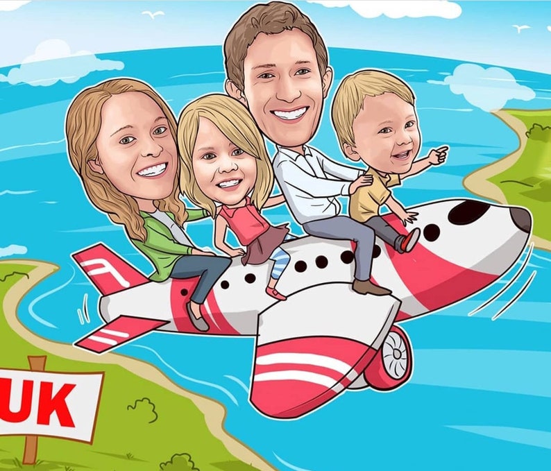 5 People Drawing From Photo, Custom Cartoon Portrait, Digital Hand ...