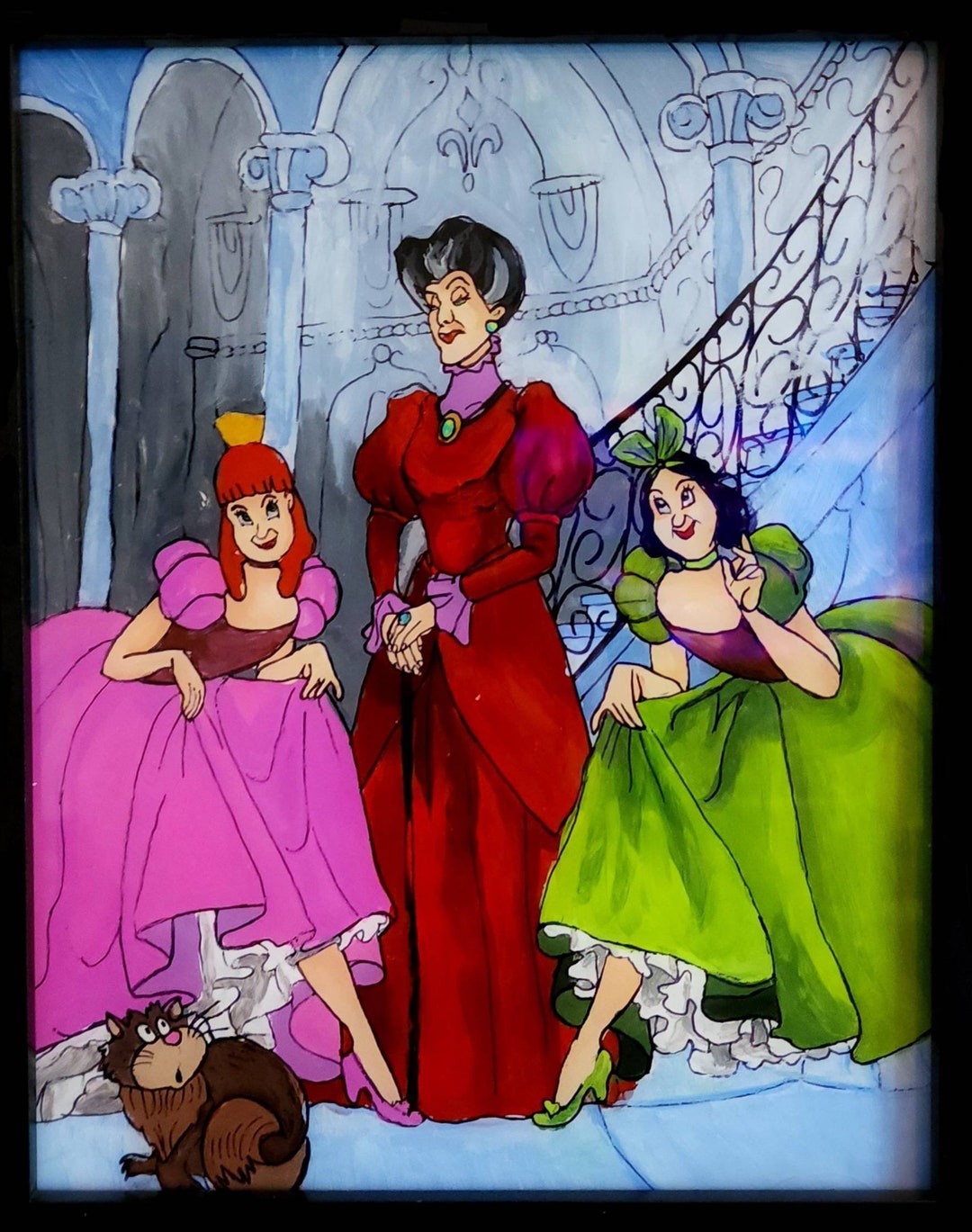Lady Tremaine Disney Glass Art Painting 8x10 Cinderella - Etsy