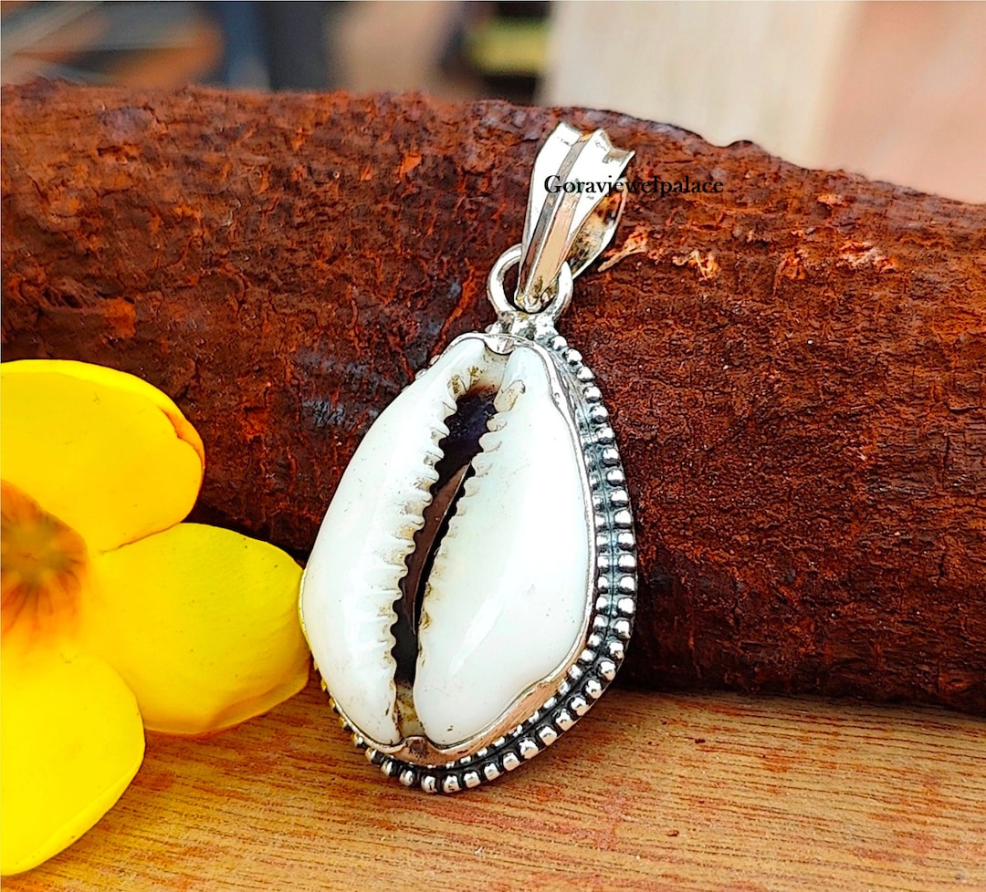Handmade Cowrie Shell Pendant: 925 Sterling Silver Jewelry - Etsy