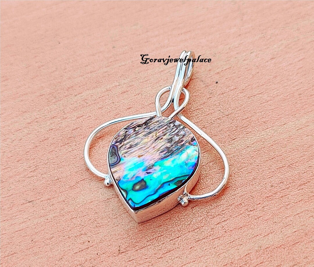 Abalone Powershell Pendant, Blue Fire Pendant, Handmade With 925 Silver ...