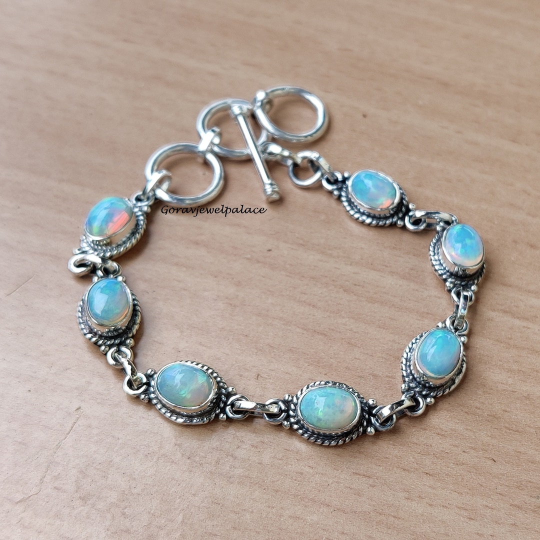 Opal Bracelet: Handmade 925 Sterling Silver Jewelry - Etsy