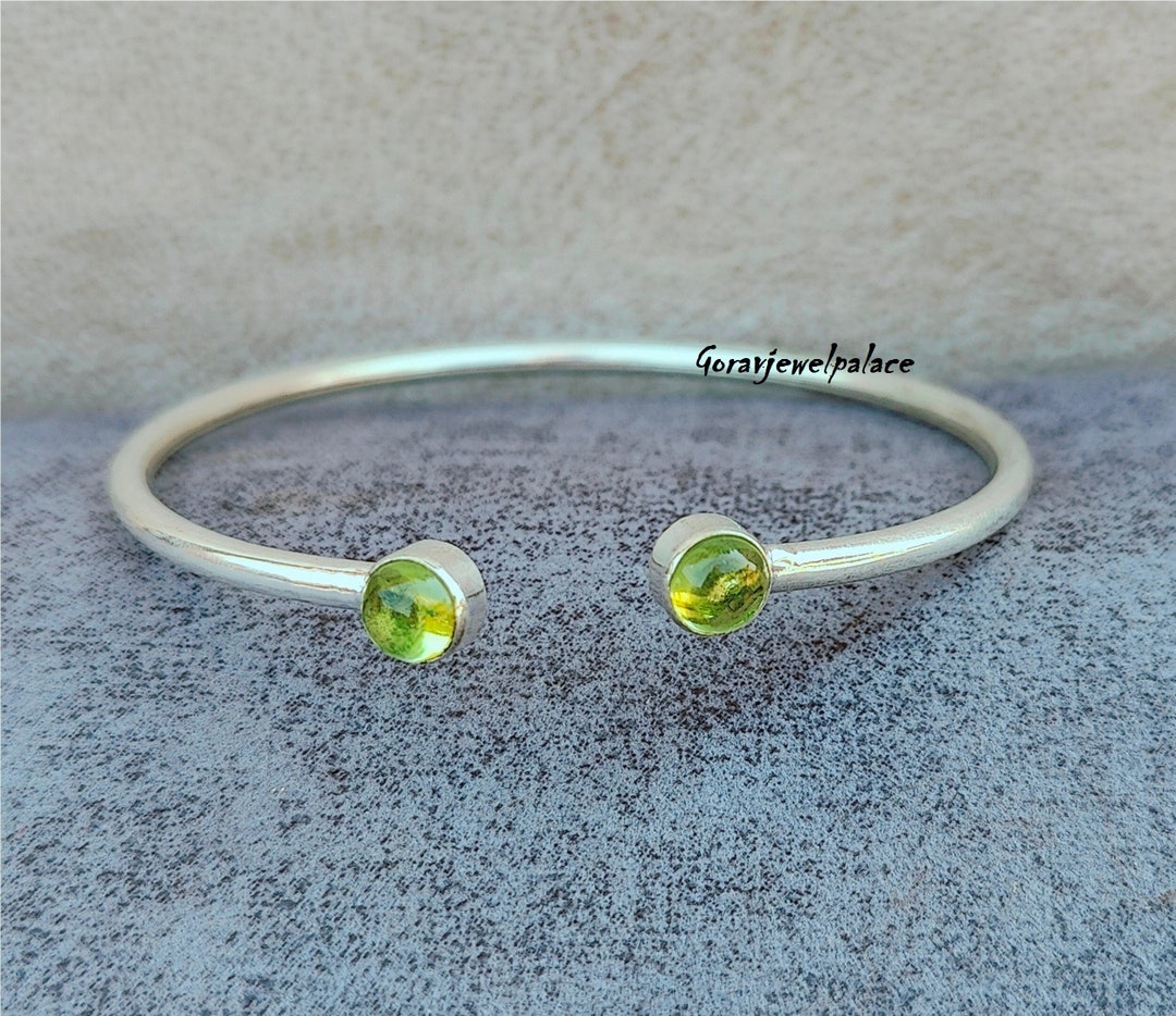 Peridot Bangle, Open Cuff Bangle, 925 Sterling Silver Bangle, Women ...