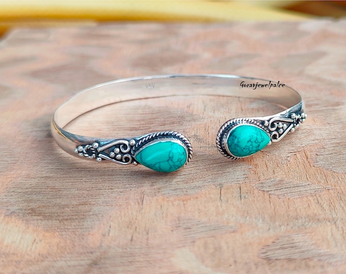 Turquoise Bracelet,turquoise Cuff Bracelet,turquoise Gold Stone Bangle ...