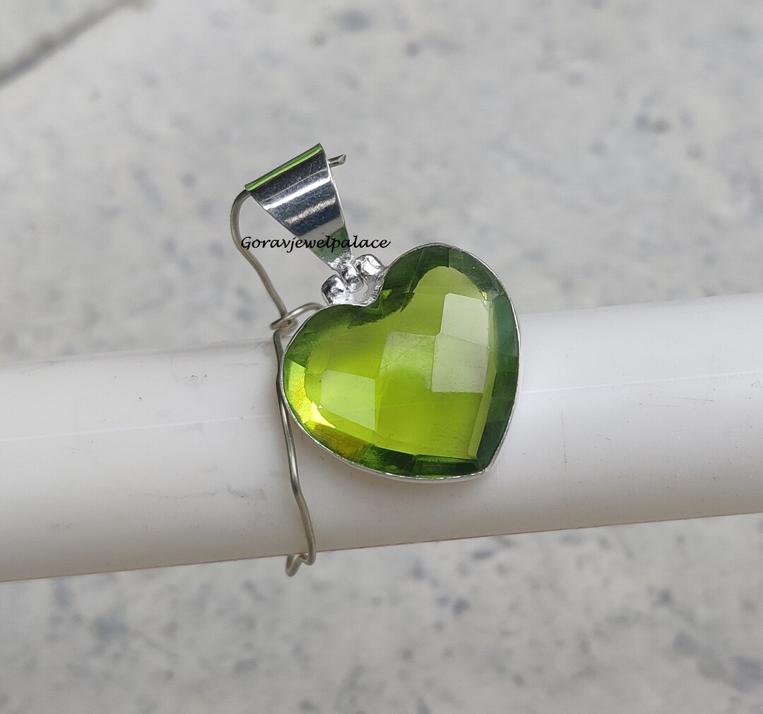 Peridot Pendant / Heart Shape Pendant /love Pendant/925 Sterling Silver ...