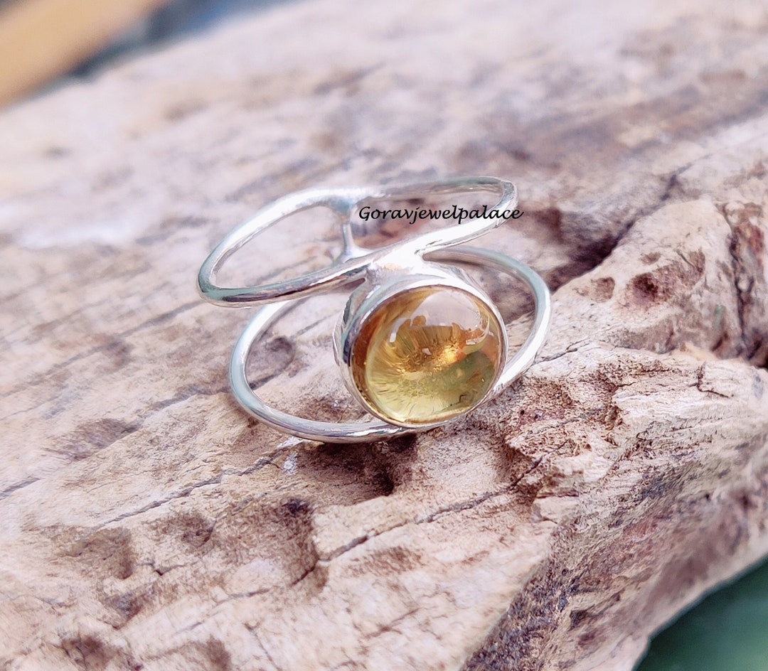 Handmade Round Citrine Ring: 925 Sterling Silver Band - Etsy