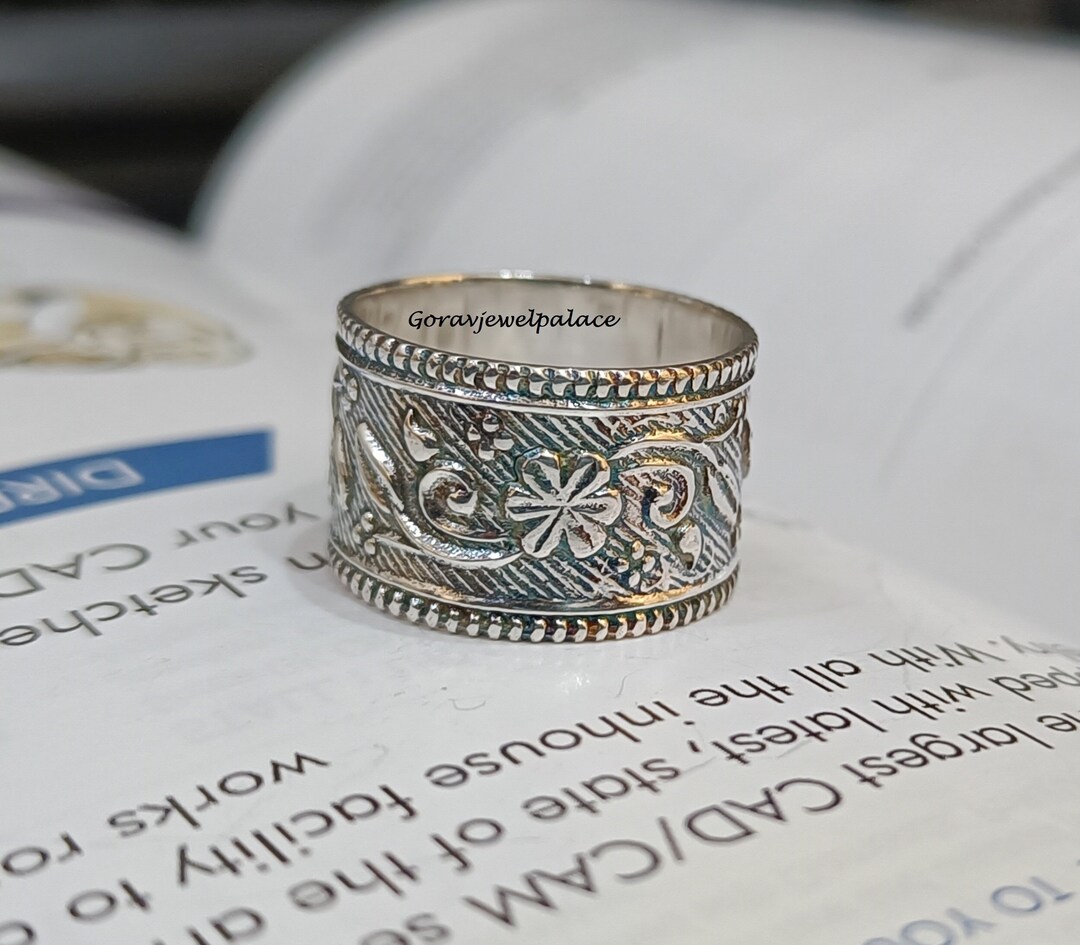 Flower Designer Band Ring, Thumb Ring, 925 Sterling Silver Ring ...