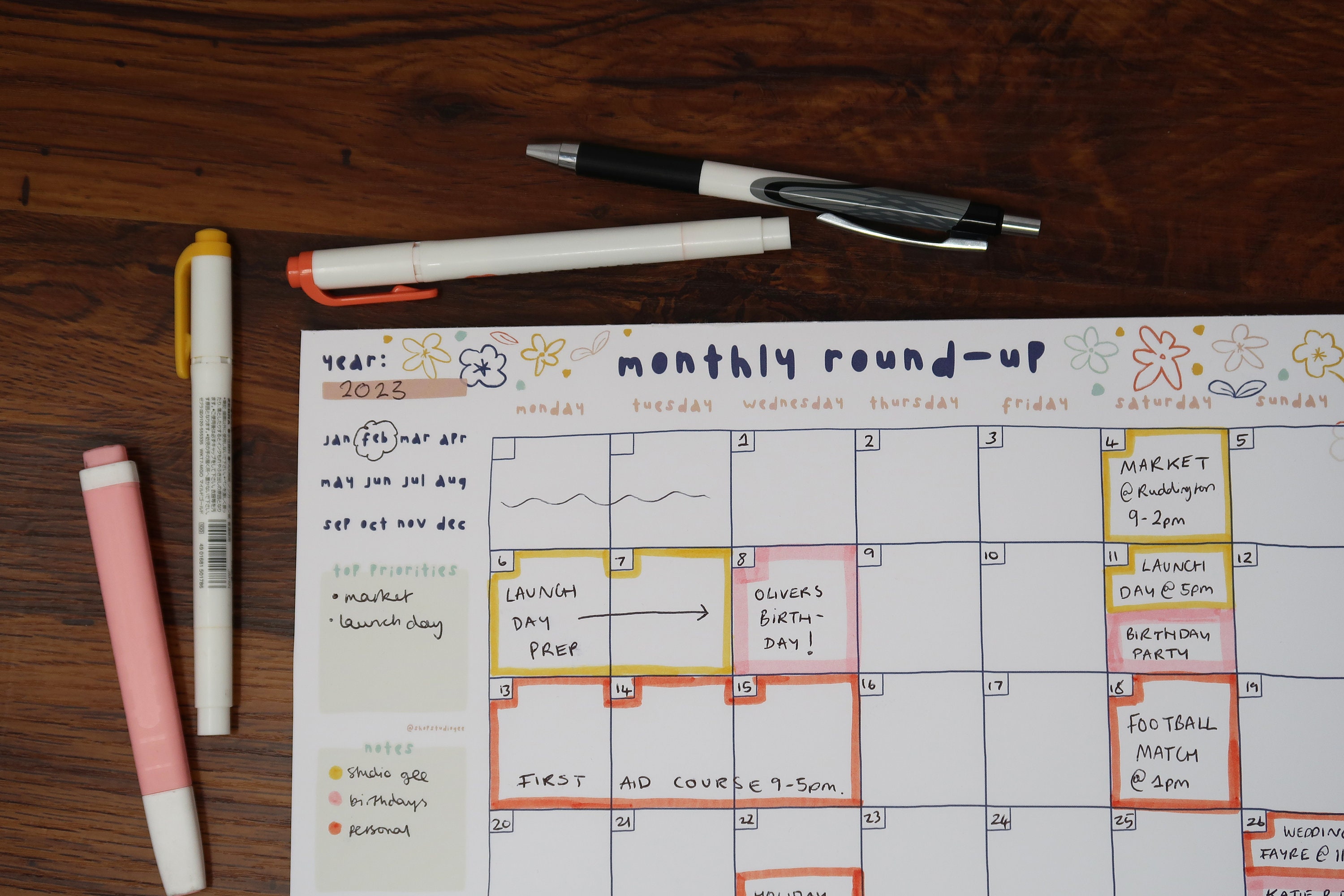 Floral Monthly Planner A4 Notepad Landscape Desk Pad, Month, Monthly ...