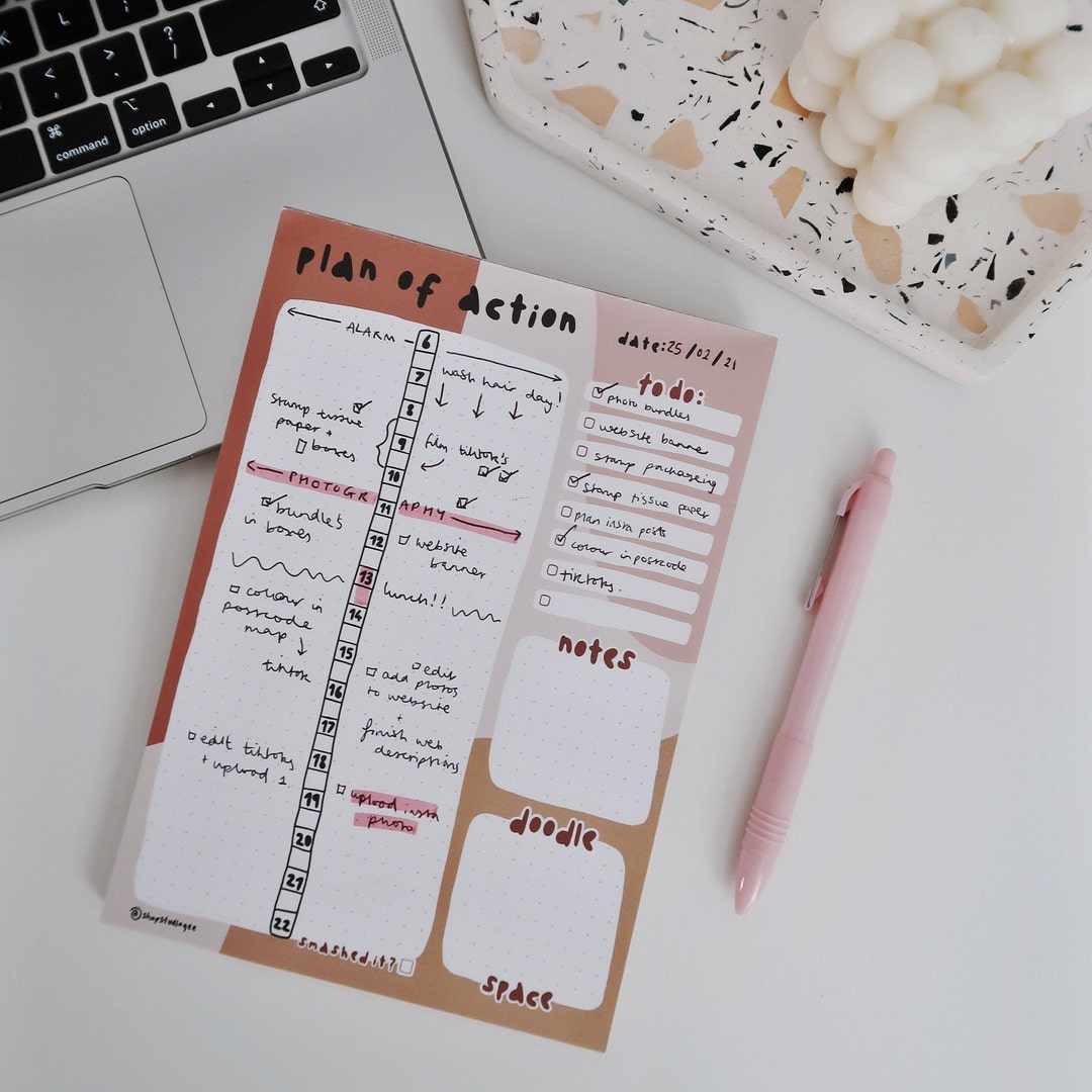 Plan of Action Daily Planner A5 Notepad Portrait Desk Pad, to Do ...