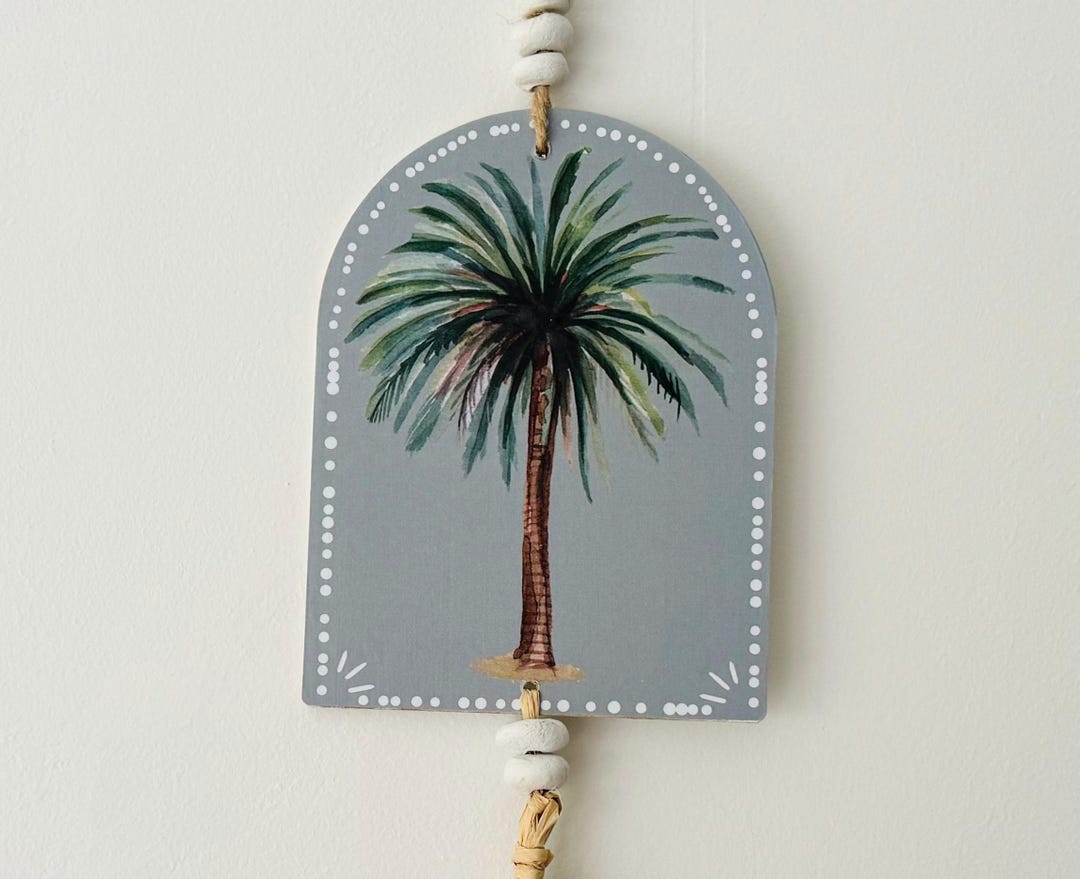 Sage Green Palm Tree Wall Decor, Coastal Wall Hanging, Palm Tree Wall ...
