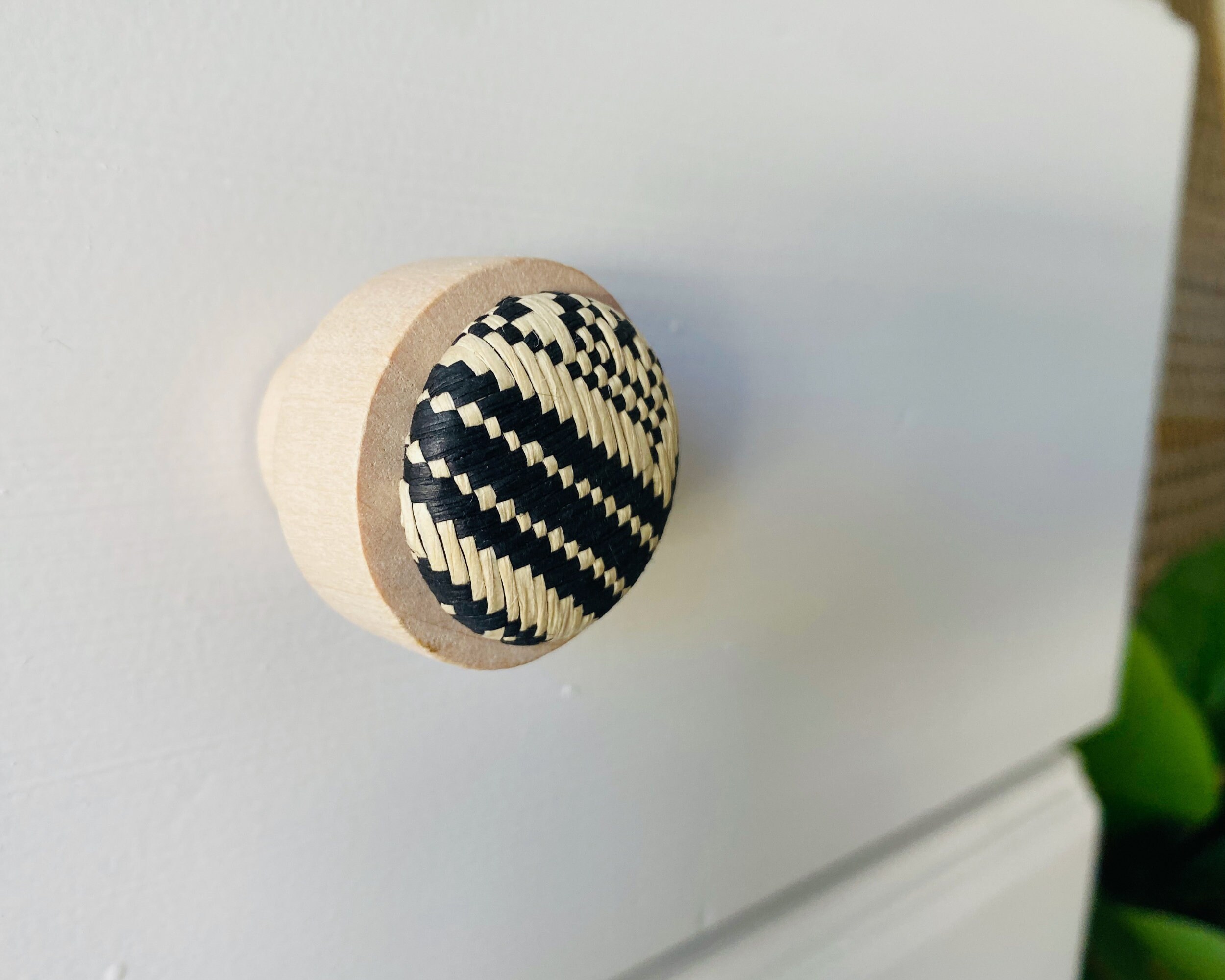 Black & Straw Bamboo Rattan Furniture Knobs, Dresser Knob, Cabinet Knob ...