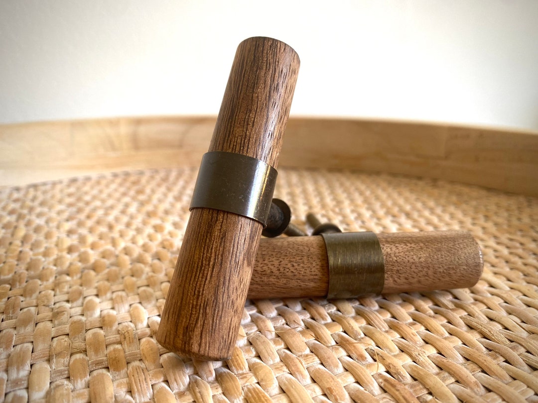 Dark Mango Wood Cabinet Handle, Wood Furniture Pull, Wood Dresser ...
