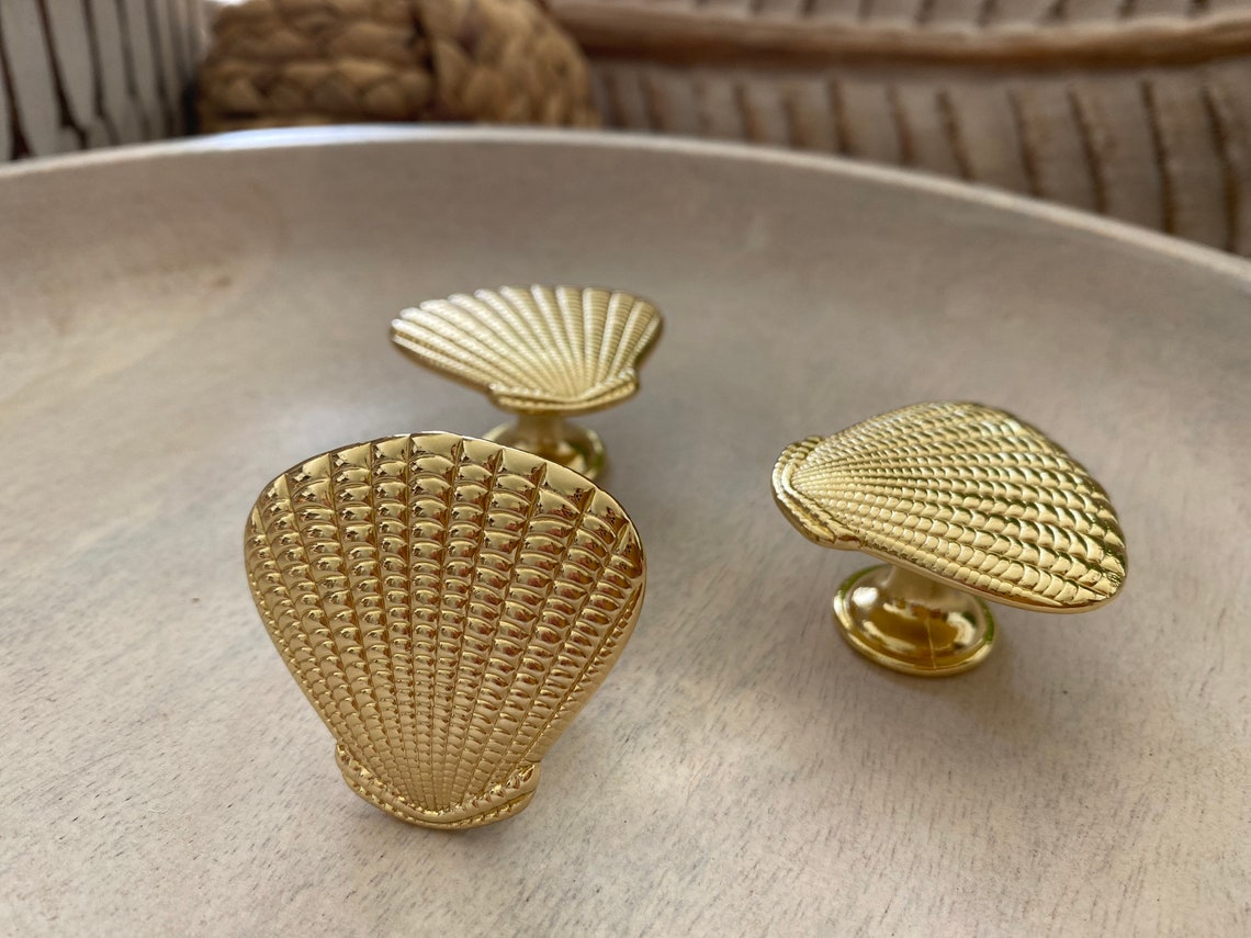 Gold Shell Cabinet Knob Kitchen Cabinet Hardware Door Knob - Etsy