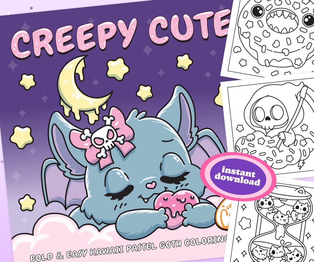 Creepy Cute Kawaii Pastel Coloring Book, Printable Instant Digital ...