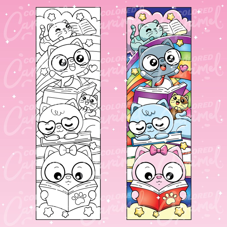 Kawaii Doodle Coloring Bookmarks: DIY Printable Set (PDF) - Etsy
