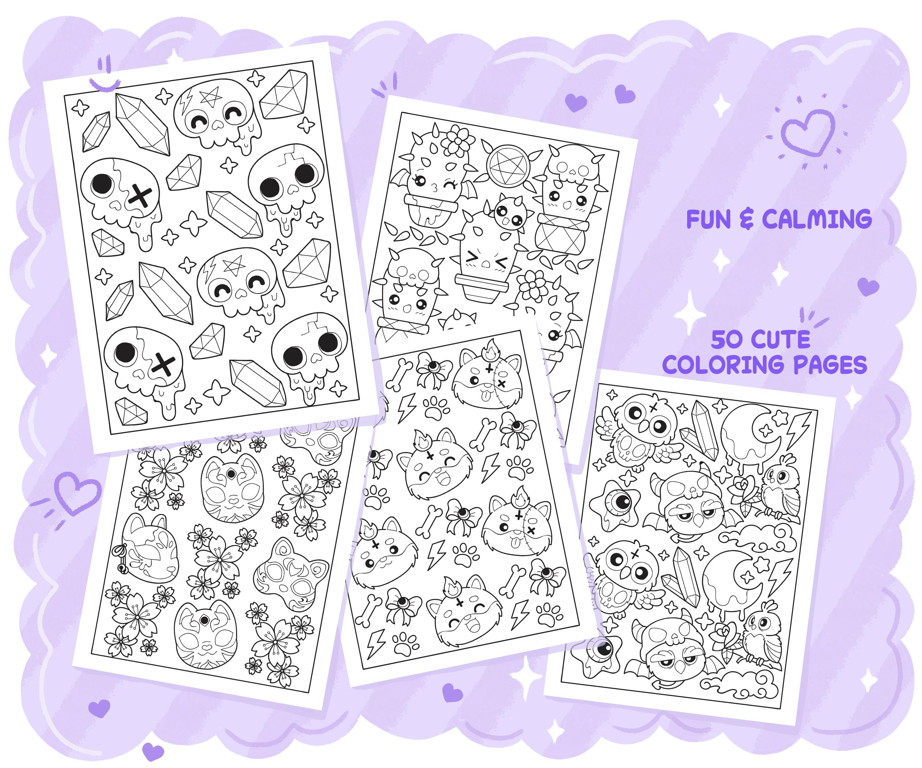 Pastel Goth Coloring Book: Kawaii Creepy Doodles (PDF Printable) - Etsy