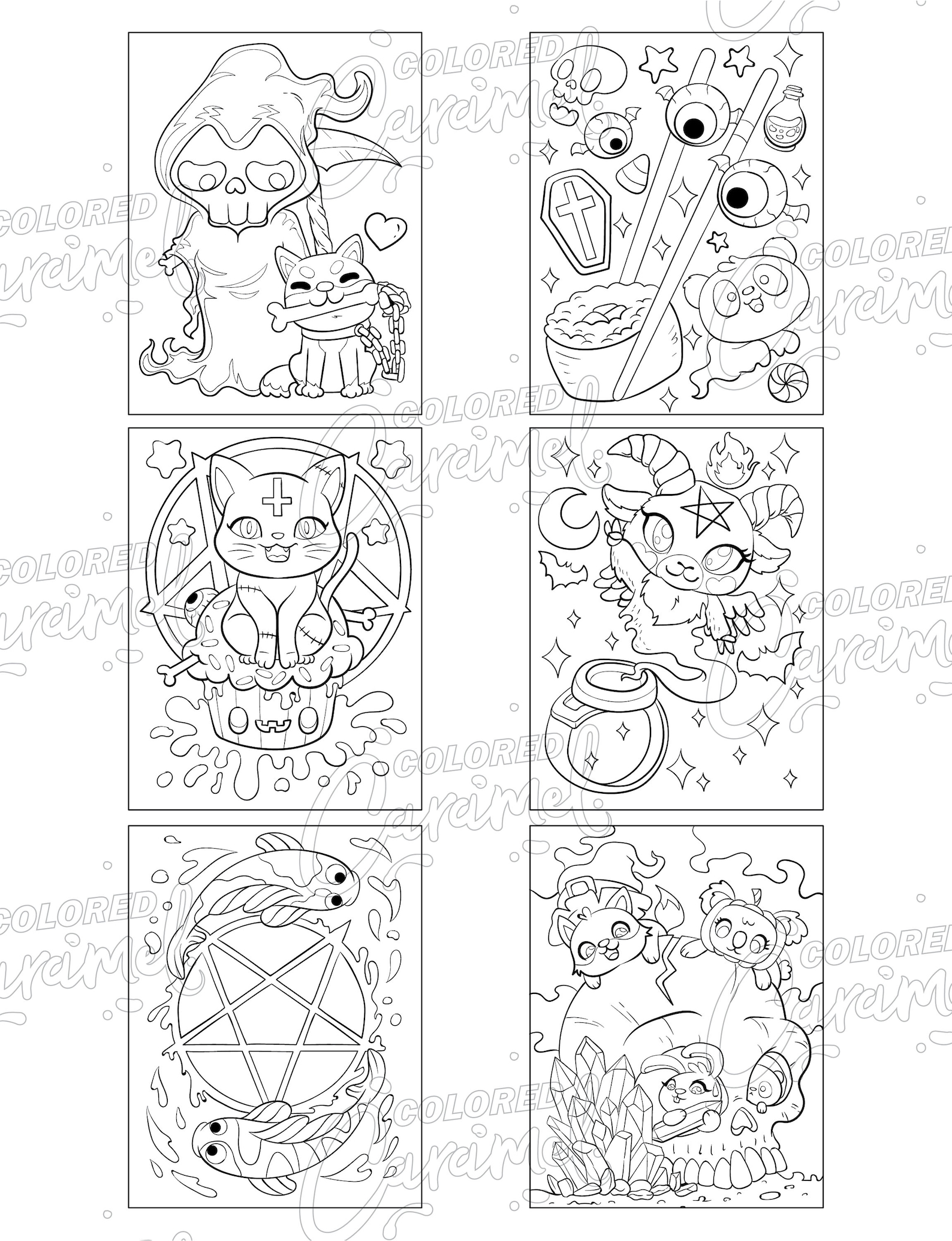 Kawaii Pastel Goth Halloween Coloring Book Digital Download - Etsy