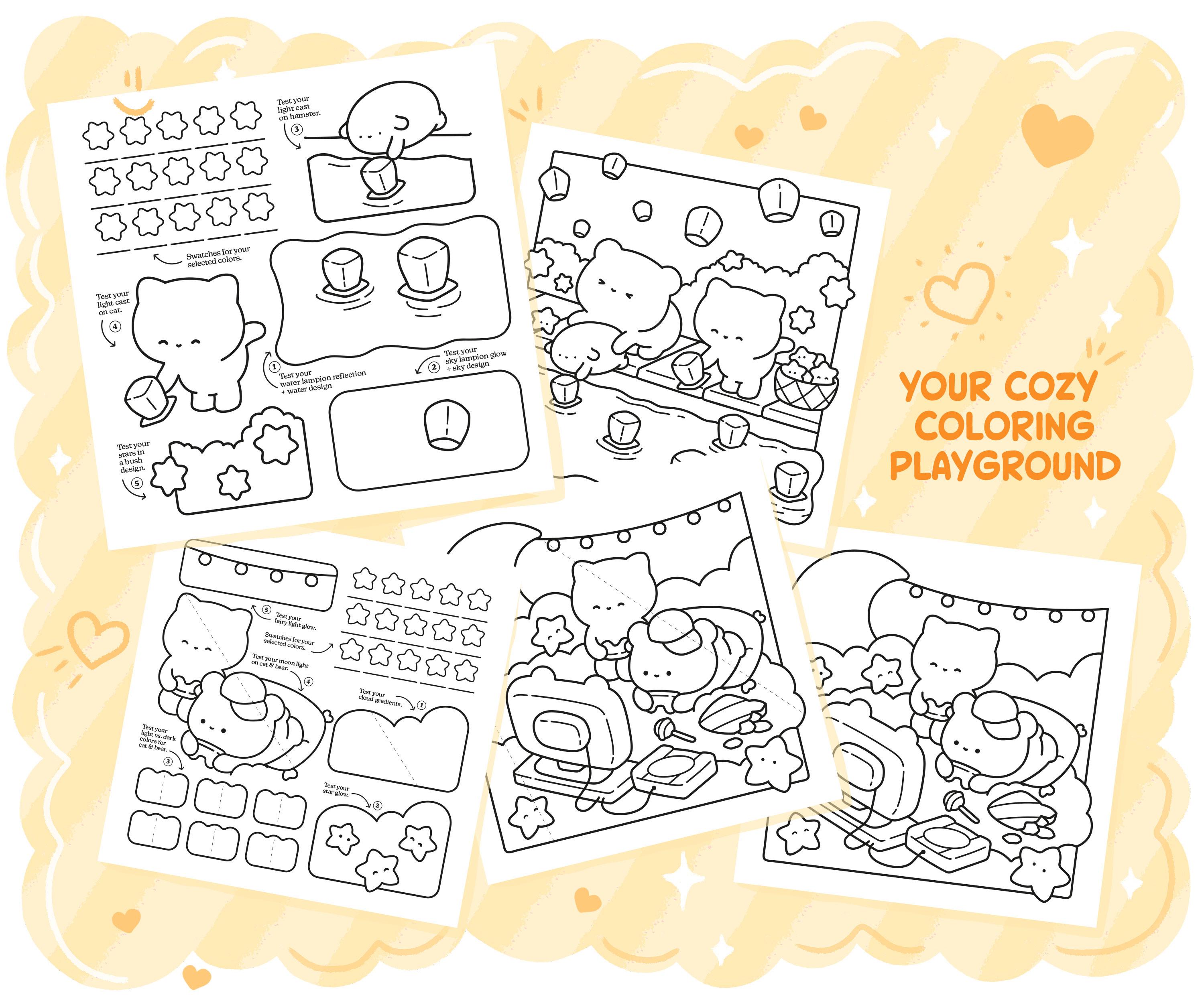 Cute Practice Coloring Pages With Kawaii Illustrations, Printable ...
