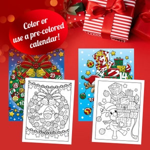 Coloring Christmas Advent Calendars Set of 12 Countdown - Etsy