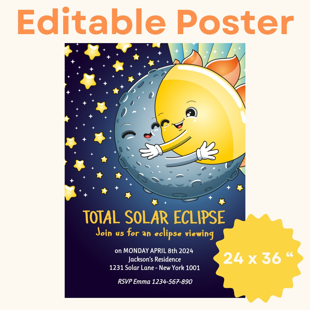 Total Solar Eclipse April 8 2024 Viewing Party Invitation Poster ...