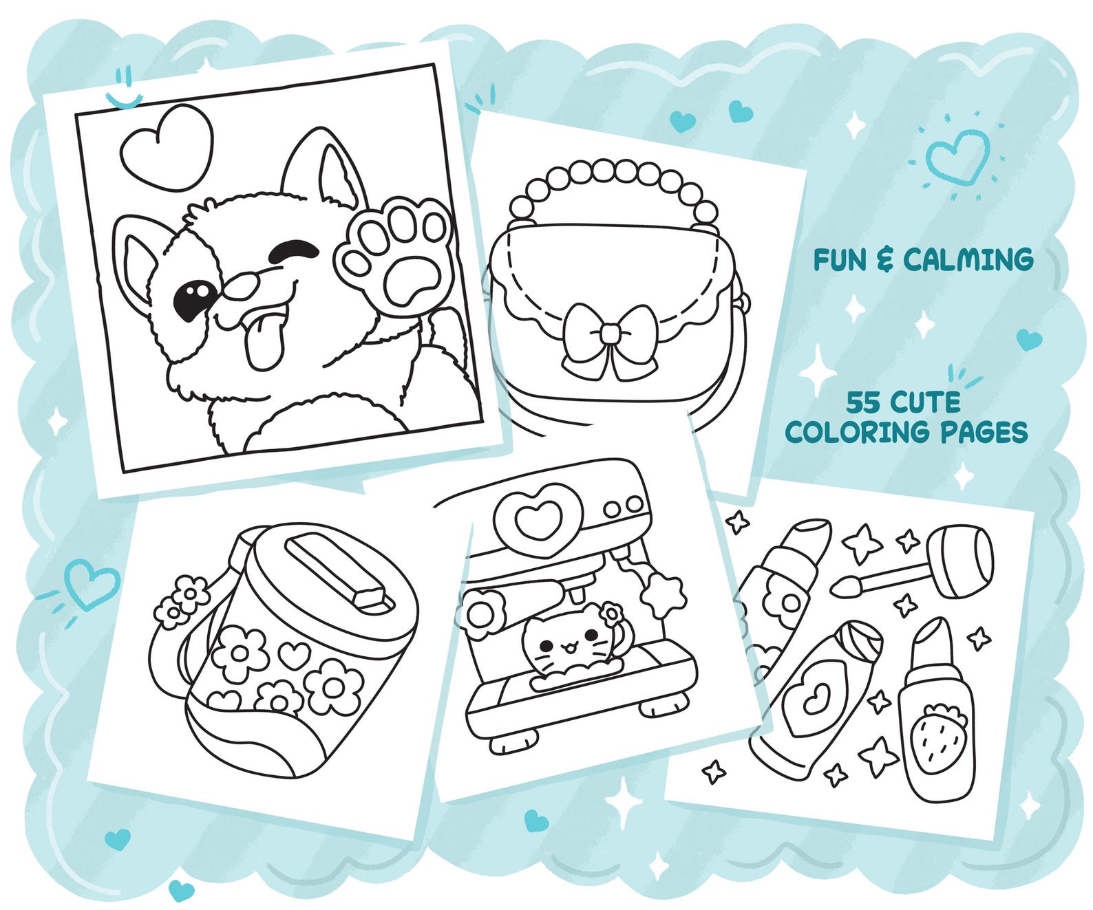Easy, Bold, Cute Girly Vibes Coloring Book, Printable Instant Digital ...