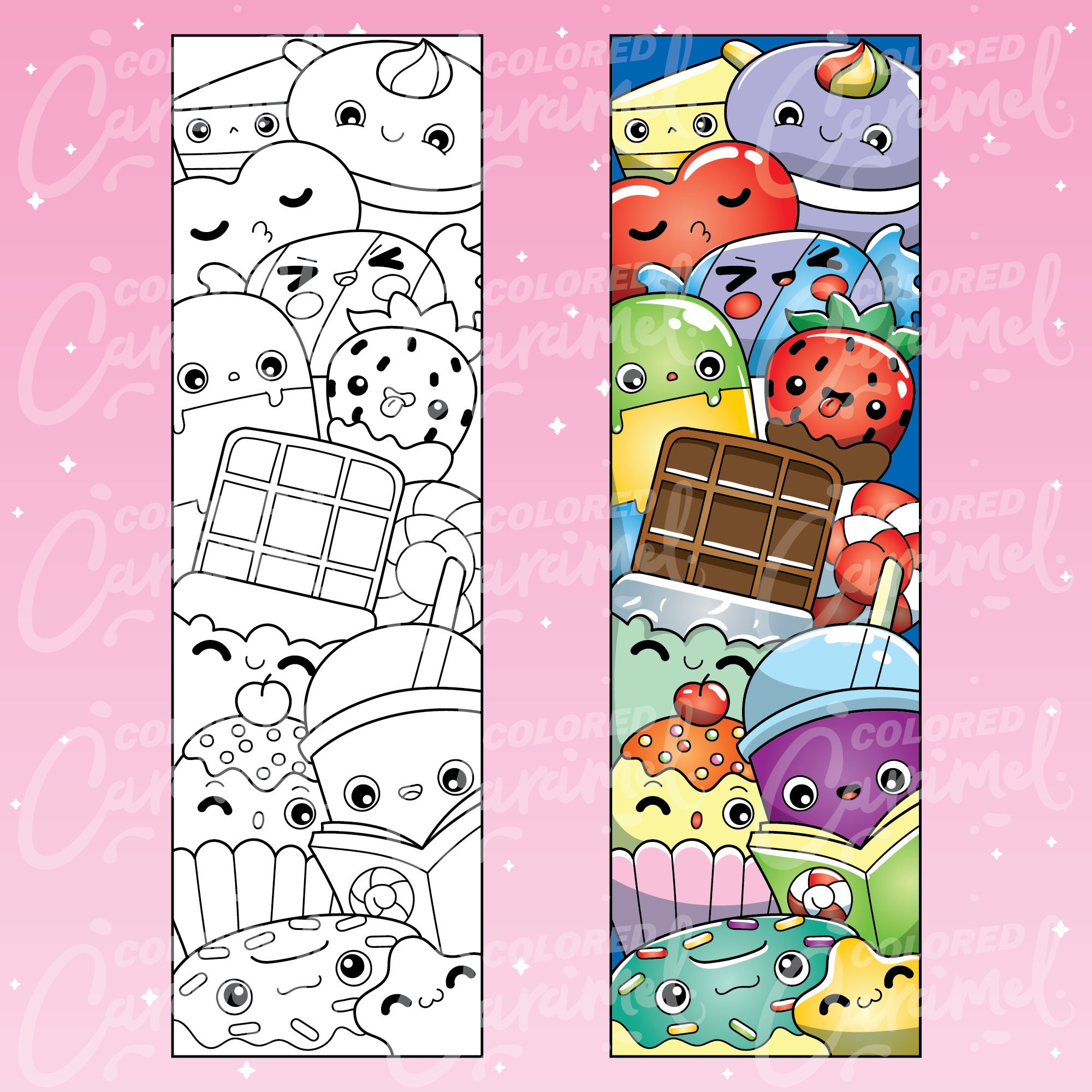 Kawaii Doodle Coloring Bookmarks: DIY Printable Set (PDF) - Etsy