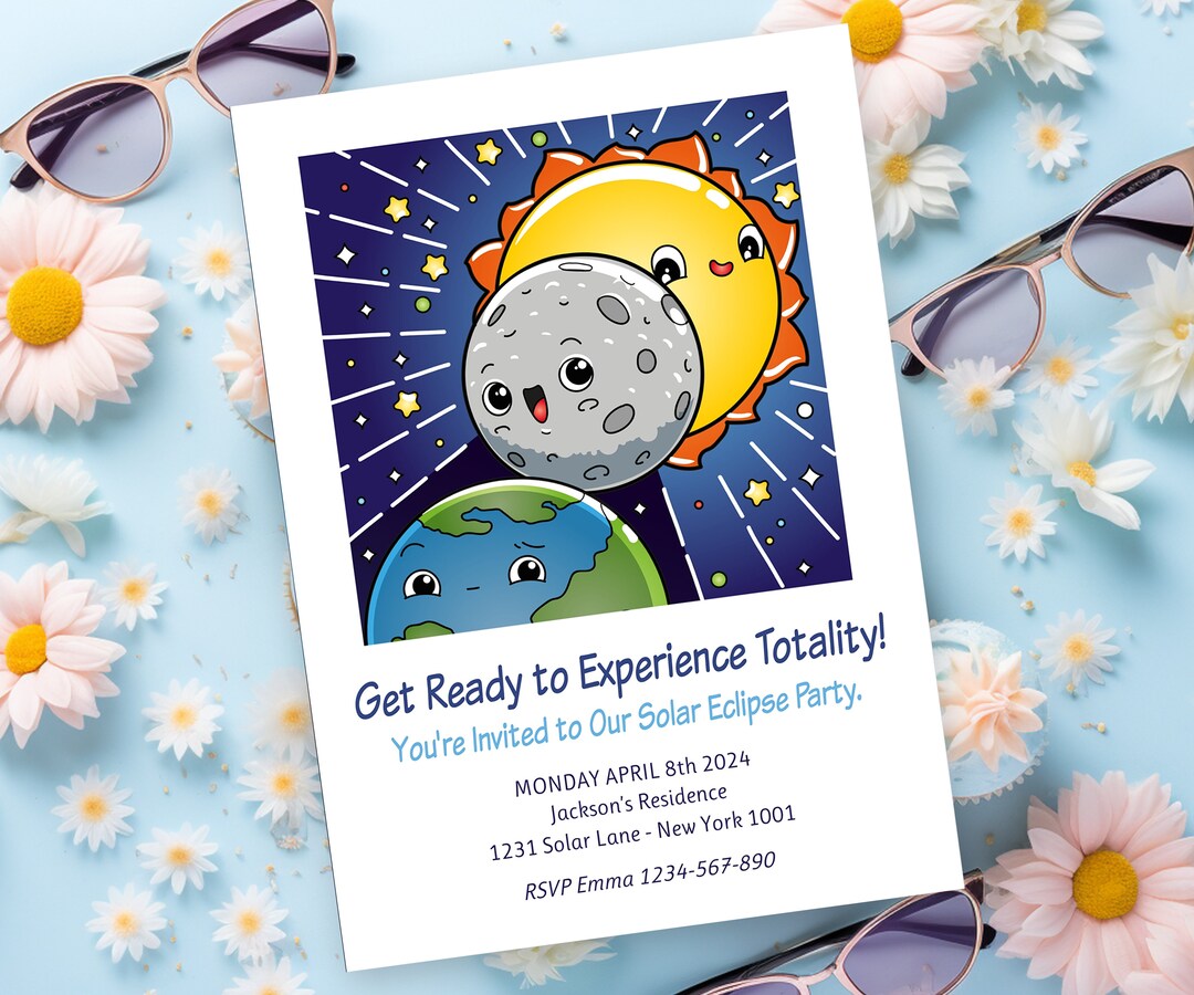 Total Solar Eclipse April 8 2024 Viewing Party Invitation Editable in ...