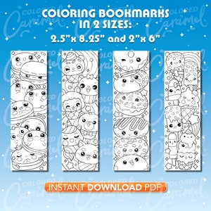 Kawaii Sweets Coloring Bookmarks: DIY Printable Markers (digital ...