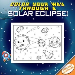 Total Solar Eclipse April 8 2024 Coloring Page for Kids, Cute Printable ...