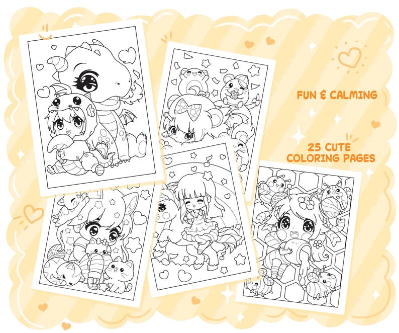 Chibi Girls Kawaii Coloring Book, Printable Digital Instant Download ...