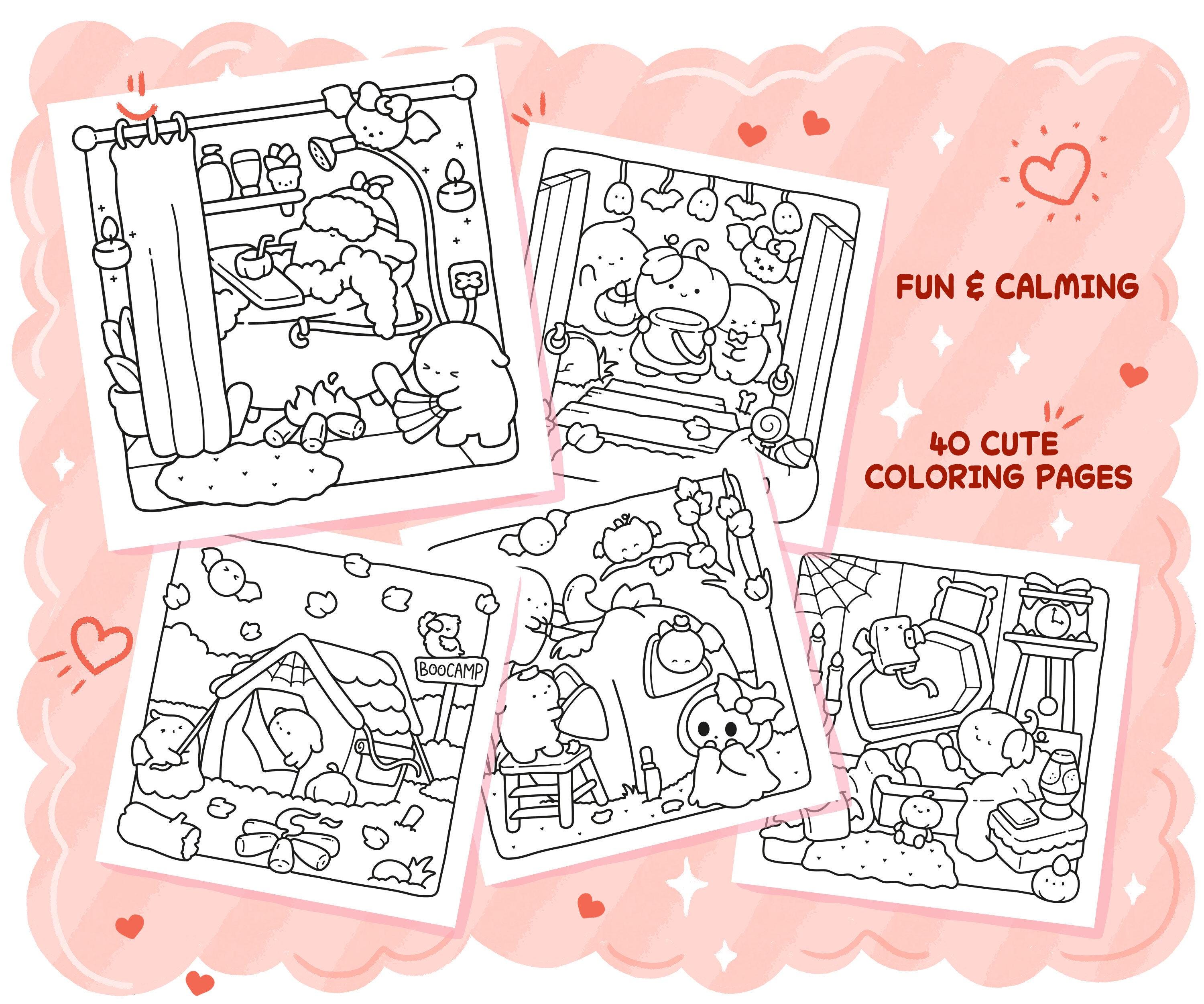 Halloween Coloring Pages, 40 Spooky Cute, Cozy & Comfy Illustrations ...