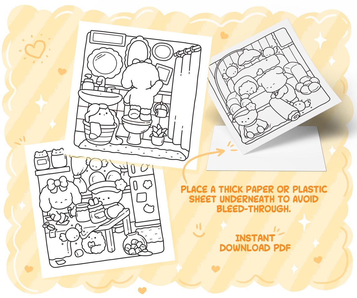 Comfy, Cozy, and Cute Coloring Pages, 40 Fun Home Illustrations With ...