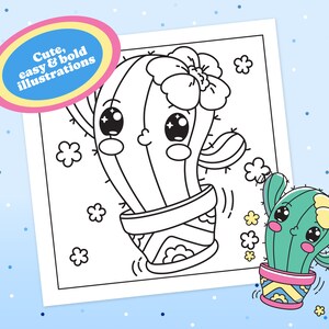 Easy, Bold, Cute Kawaii Coloring Book, Printable Instant Digital ...
