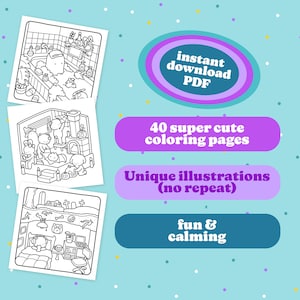 Halloween Coloring Pages, 40 Cute, Cozy, Spooky Vibes Illustrations ...