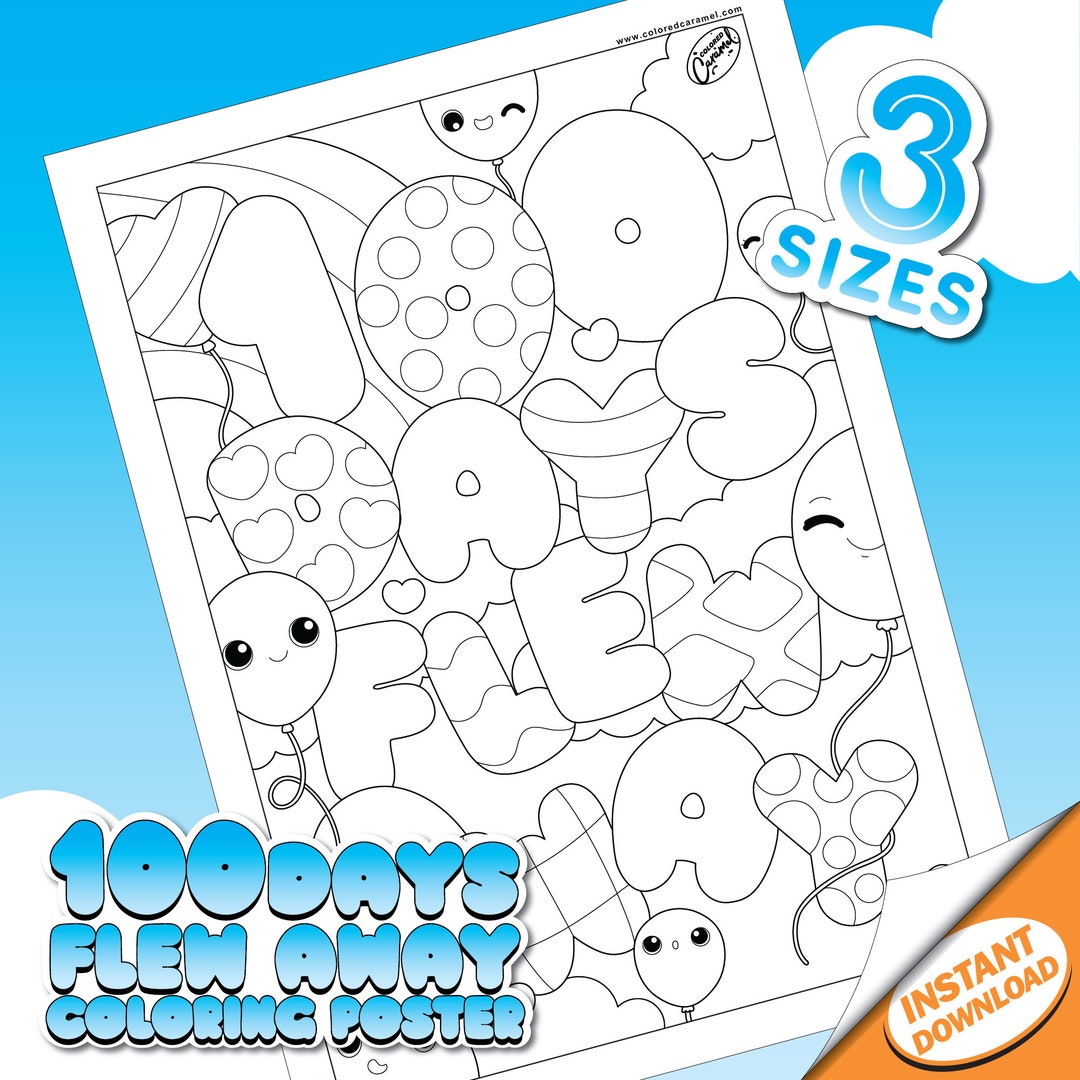 Happy 100th Day of School Kids Coloring Poster, Creative and ...