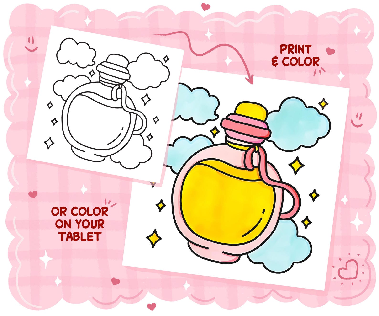 Easy, Bold, Cute Girly Vibes Coloring Book, Printable Instant Digital ...