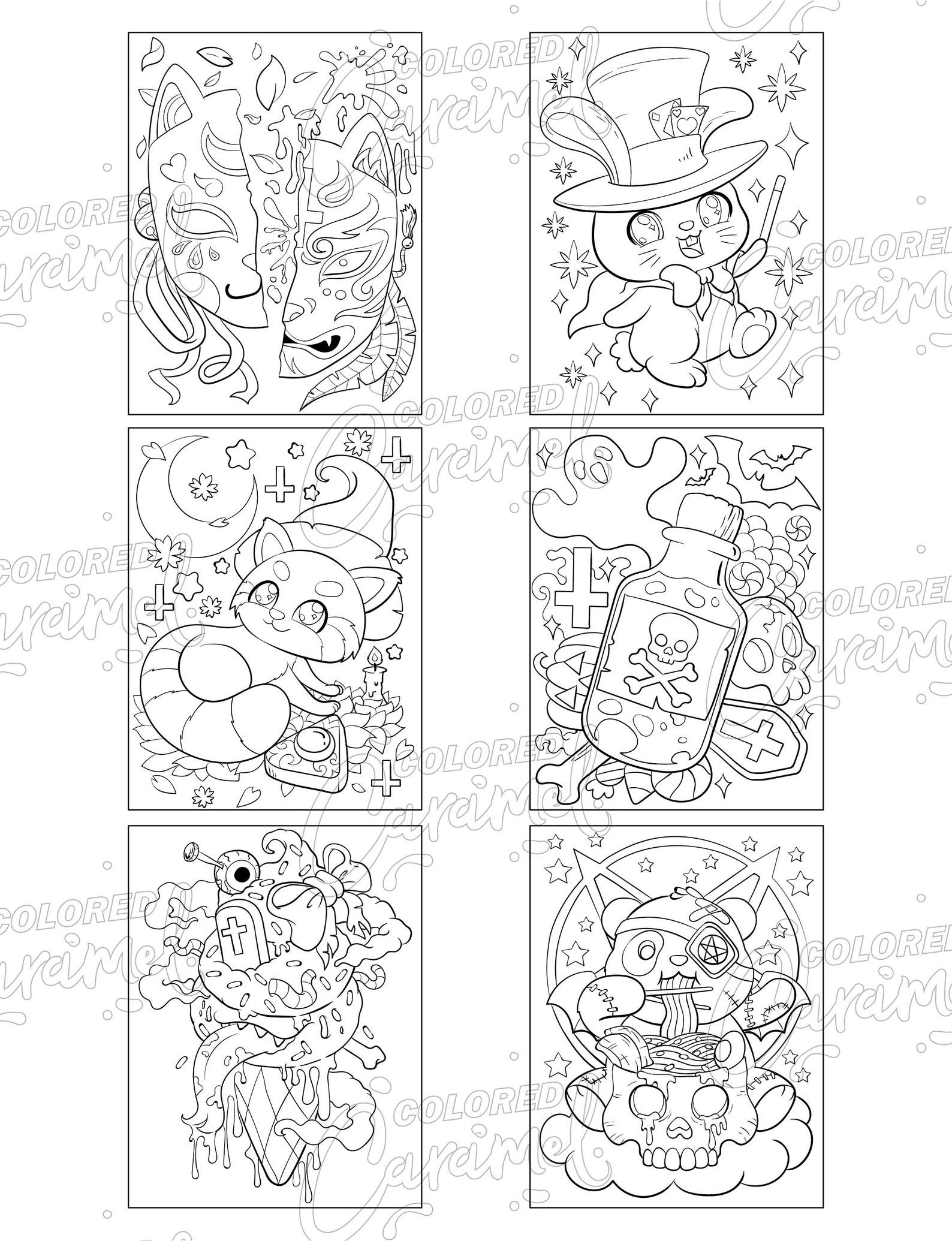 Kawaii Pastel Goth Halloween Coloring Book Digital Download - Etsy