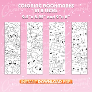 Kawaii Doodle Coloring Bookmarks, Printables Instant Digital Download ...
