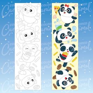 Kawaii Panda Coloring Bookmarks, Printables Instant Digital Download ...