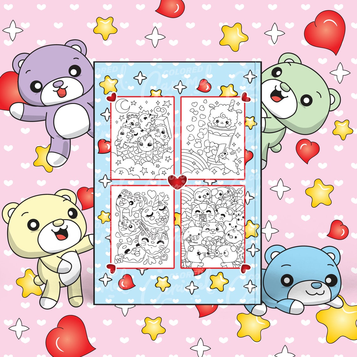 Cute Valentines Kawaii Coloring Book Printable PDF Download - Etsy