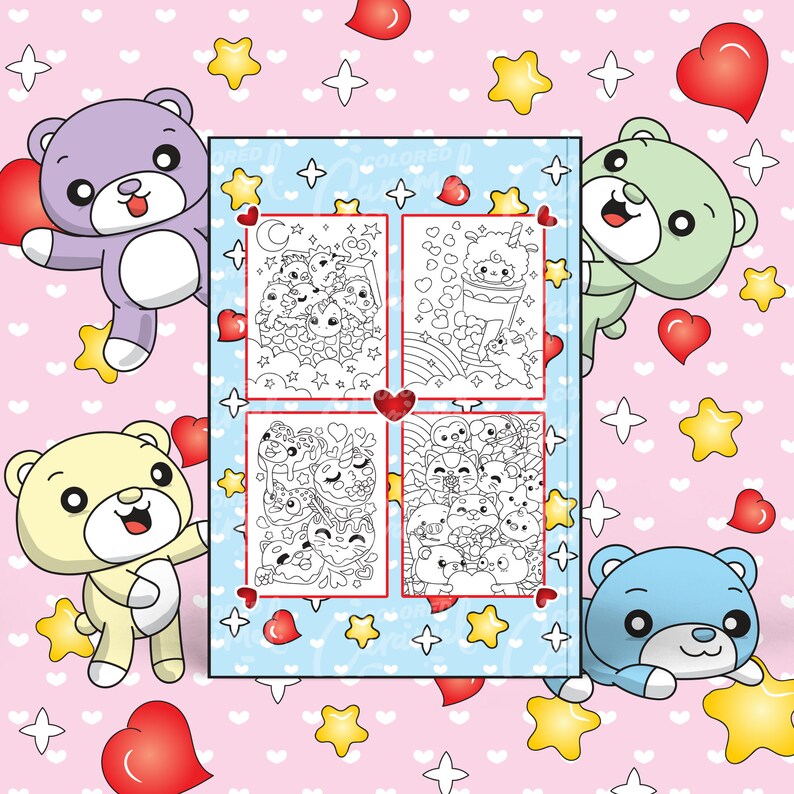 Cute Valentines Kawaii Coloring Book Printable PDF Download - Etsy