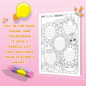 Thank You Teacher Flowers Coloring Page Gift for End of School and ...