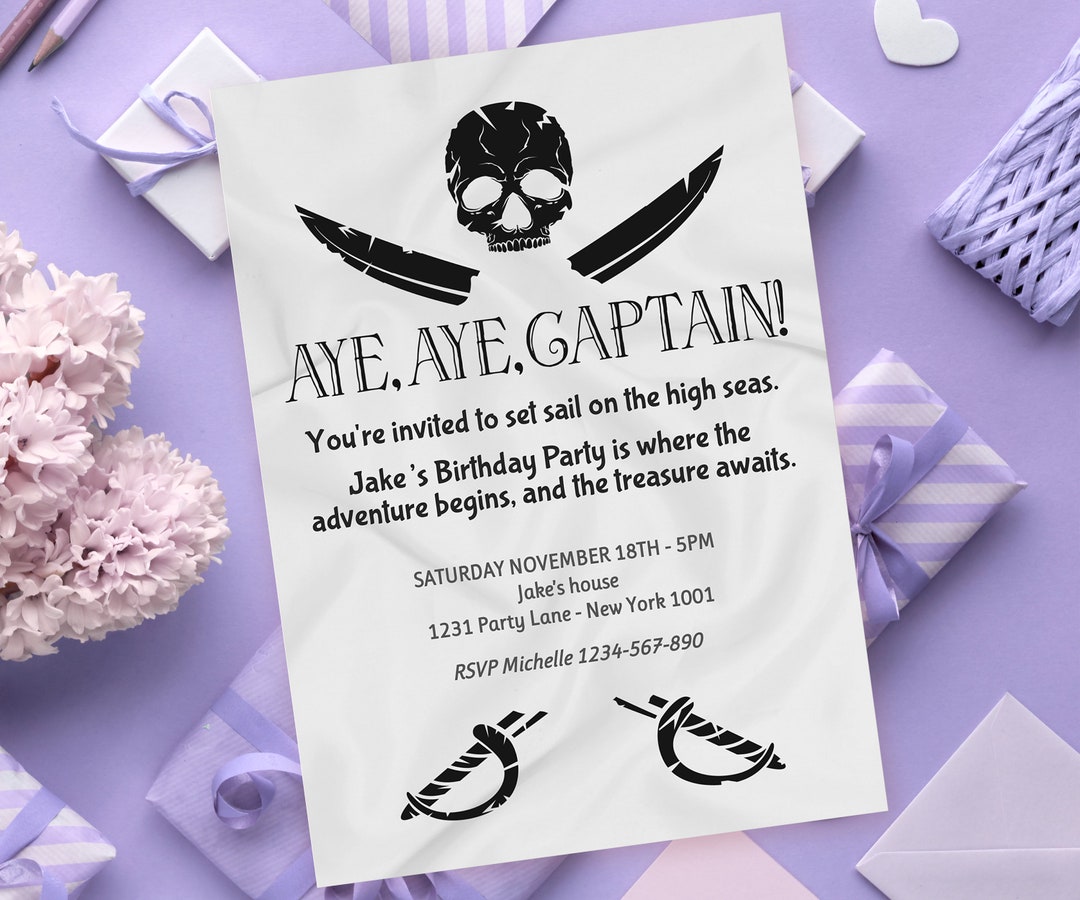 Editable Corjl Cool Pirate Birthday Party Invitation for Boys ...