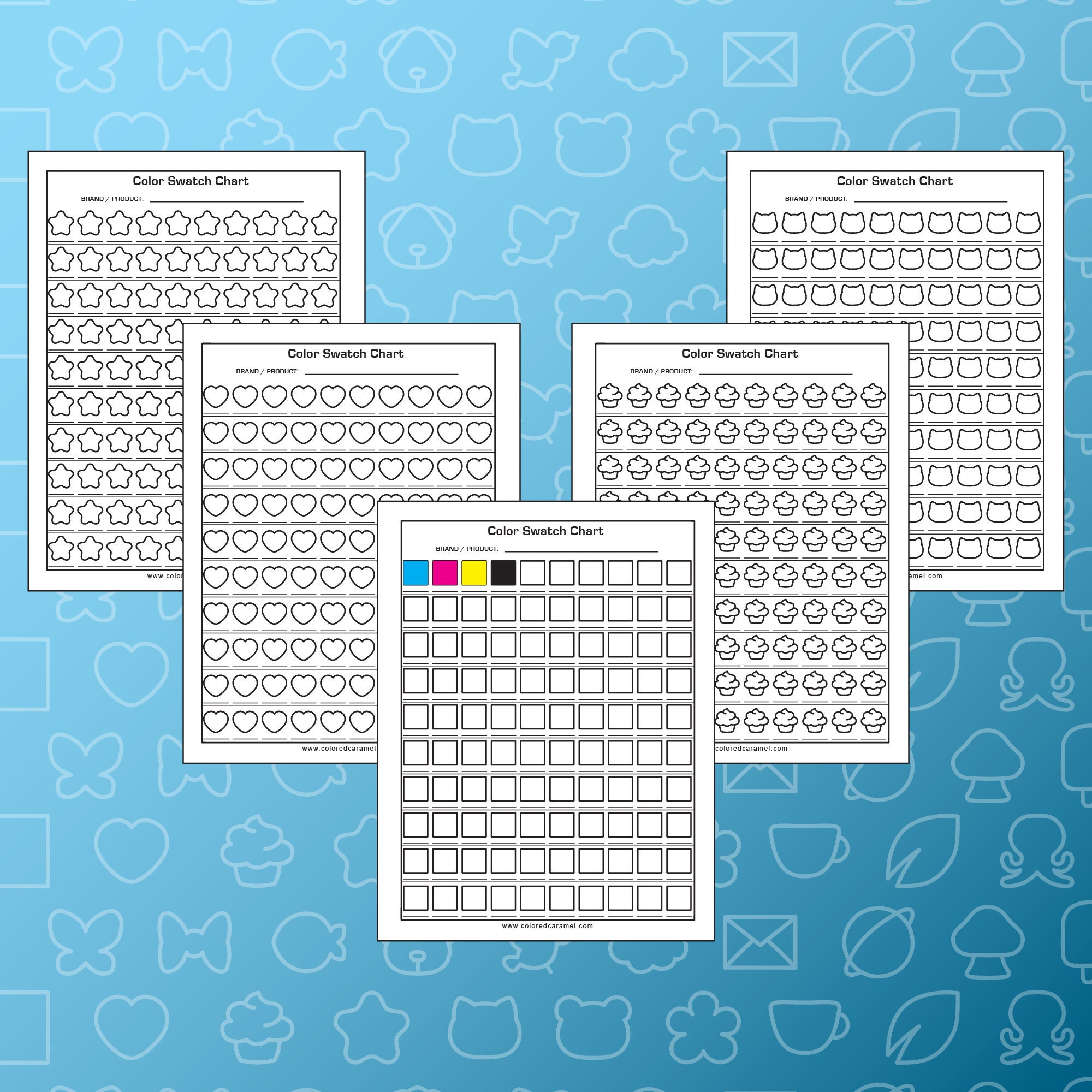 Blank Color Swatch Charts, Instant Download Printable Digital PDF ...