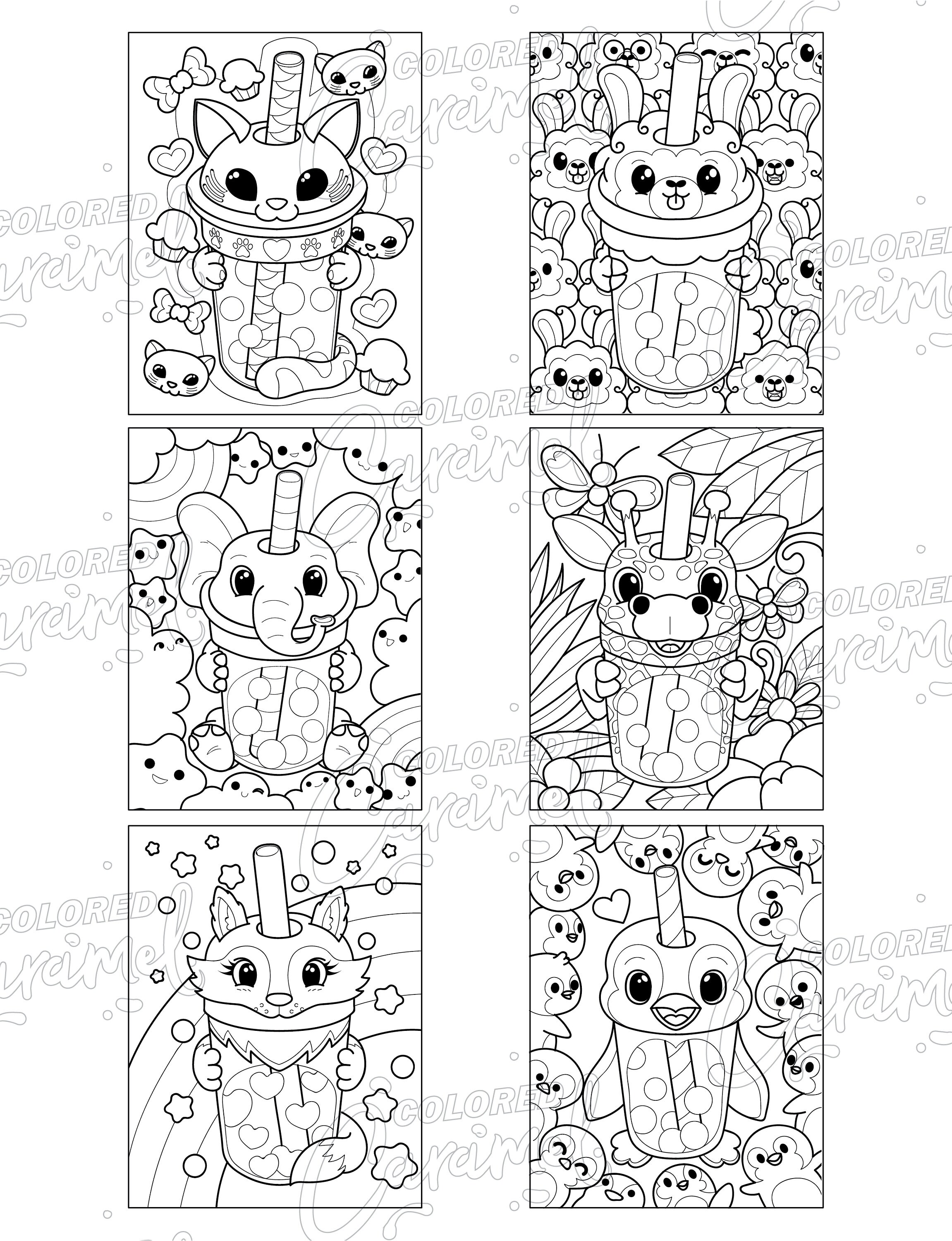 Super Cute Kawaii Bubble Tea Printable PDF Download Coloring - Etsy ...