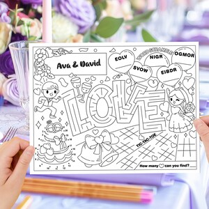 Wedding Coloring Placemat for Kids With Cute Activity Games, Easy to ...