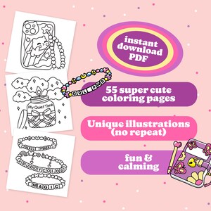 Easy, Bold, Cute Girly Vibes Coloring Book, Printable Instant Digital ...