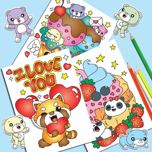 Cute Valentines Kawaii Coloring Book, Printable PDF Instant Digital ...